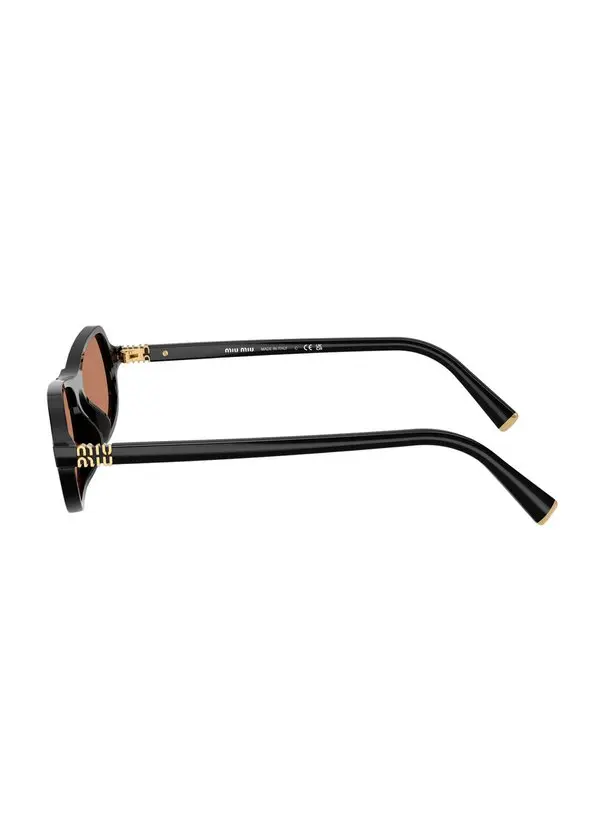 Miu Miu Narrow Rectangle-frame Sunglasses - Black