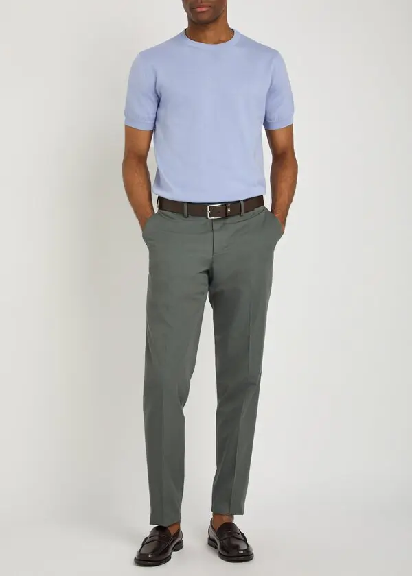 LARDINI Cotton And Silk-blend Trousers
