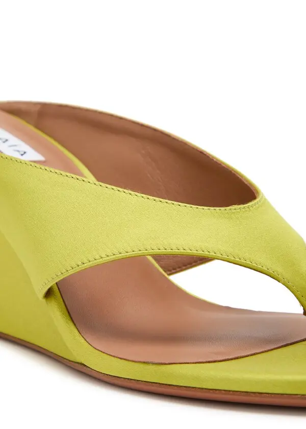 Alaïa 75 Satin Wedge Mules - Green