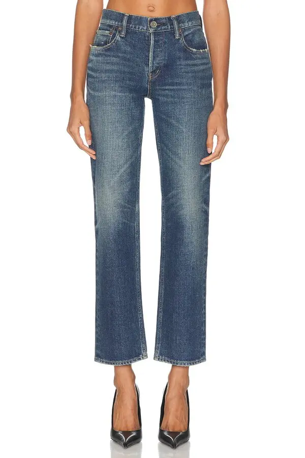 Moussy Vintage Hadley Straight Low Rise Jeans - Blue