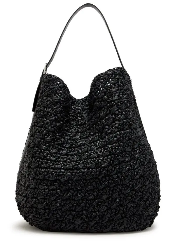 TOTEME Leather And Raffia Tote Bag - Black