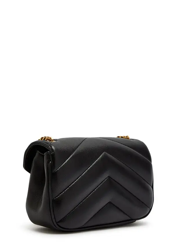 Saint Laurent Loulou Mini Quilted Leather Shoulder Bag - Black