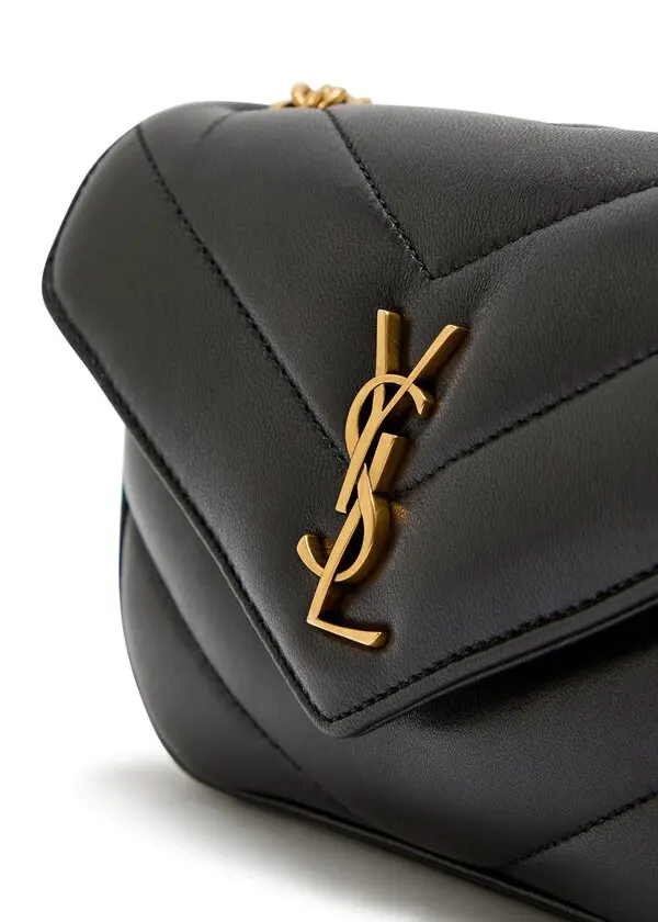 Saint Laurent Loulou Mini Quilted Leather Shoulder Bag - Black