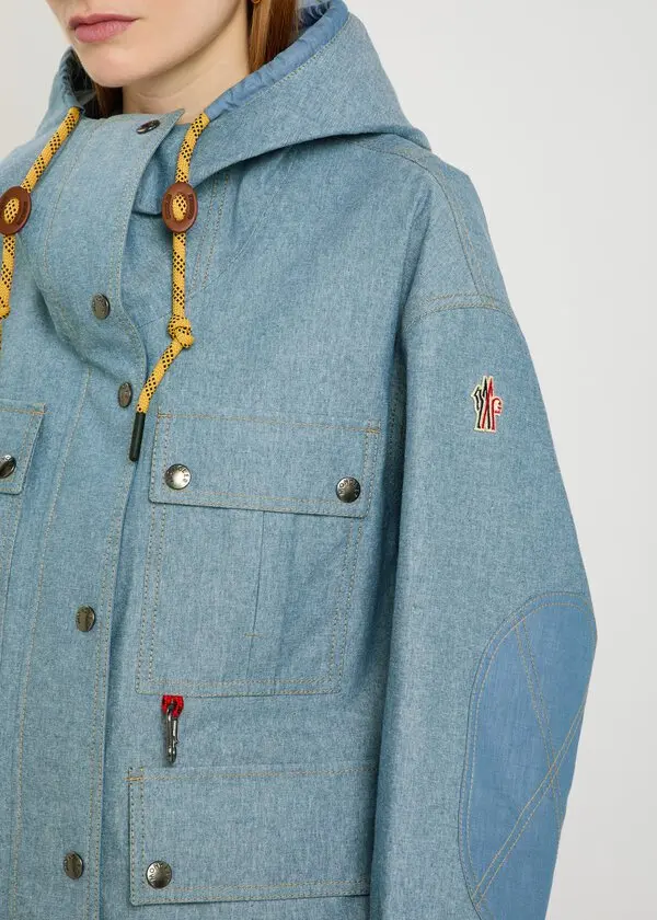 Moncler Beziers Waterproof Hooded Denim Jacket - Mid Blu
