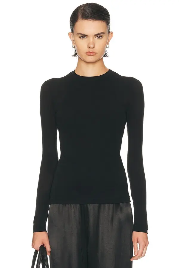 JIL SANDER Double Layer Long Sleeve Top - Black