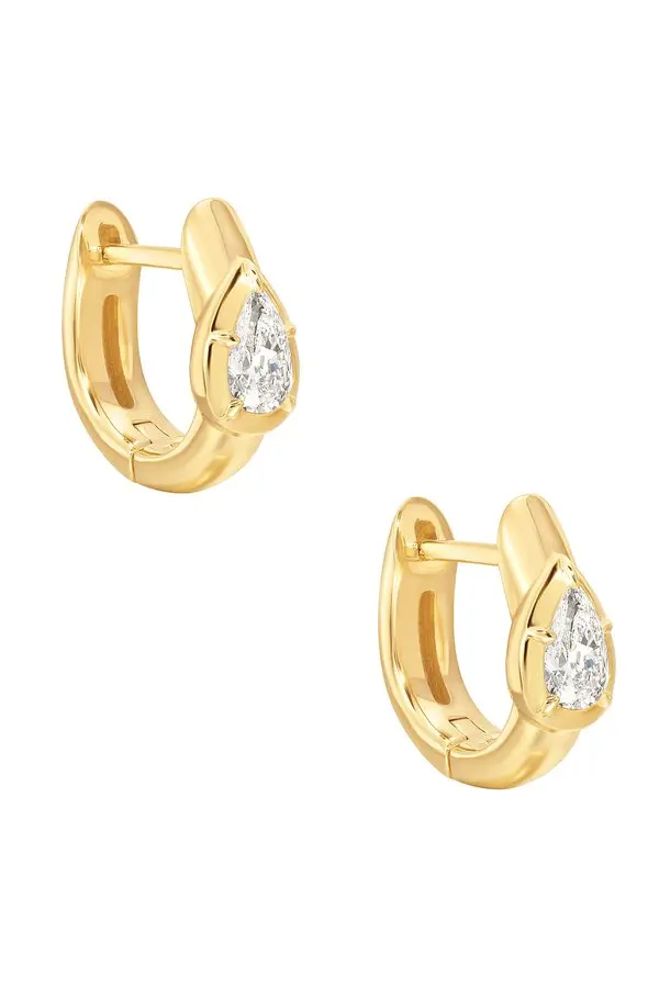 Carbon & Hyde Pear Solis Diamond Huggie Earrings - 14k Yellow Gold