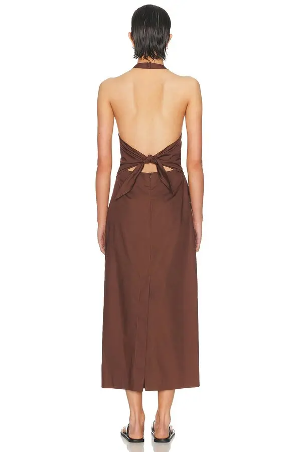 Enza Costa Poplin Halter Dress - Dark Chocolate