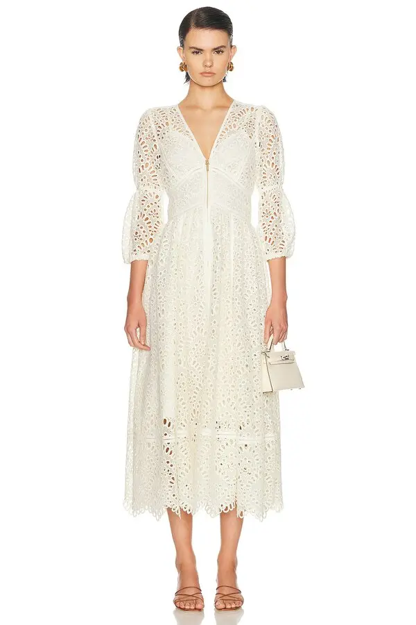 Cult Gaia Rosalind Eyelet Midi Dress - Off White