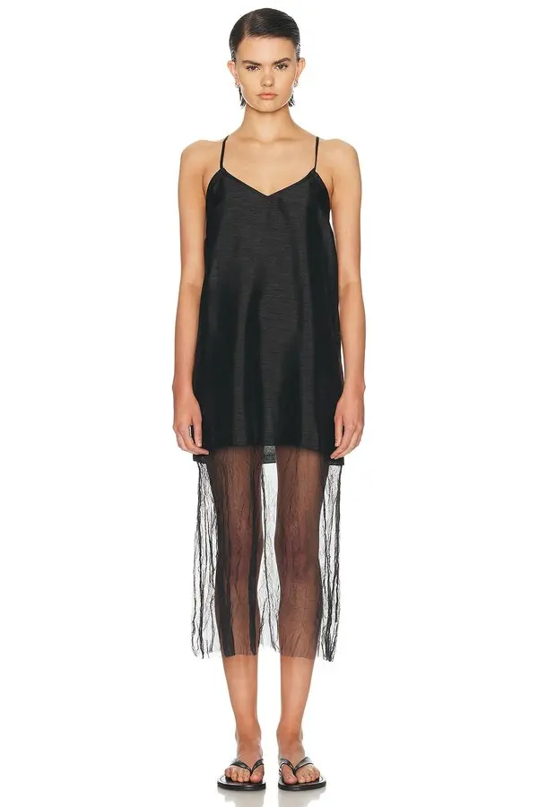 Chan Luu Techno Taffeta Mesh Dress - Black