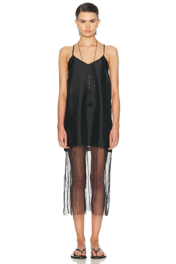 Chan Luu Techno Taffeta Mesh Dress