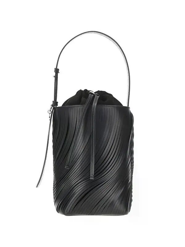 Emporio Armani Laser-cut Leather Bucket Bag - Black