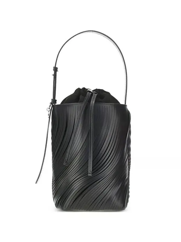 Emporio Armani Laser-cut Leather Bucket Bag - Black