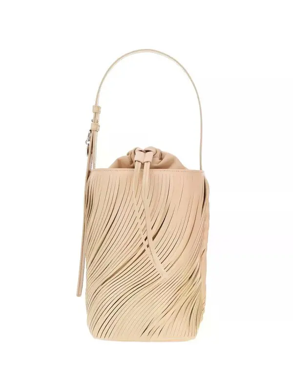 Emporio Armani Fringe-detailed Leather Bucket Bag - Neutrals