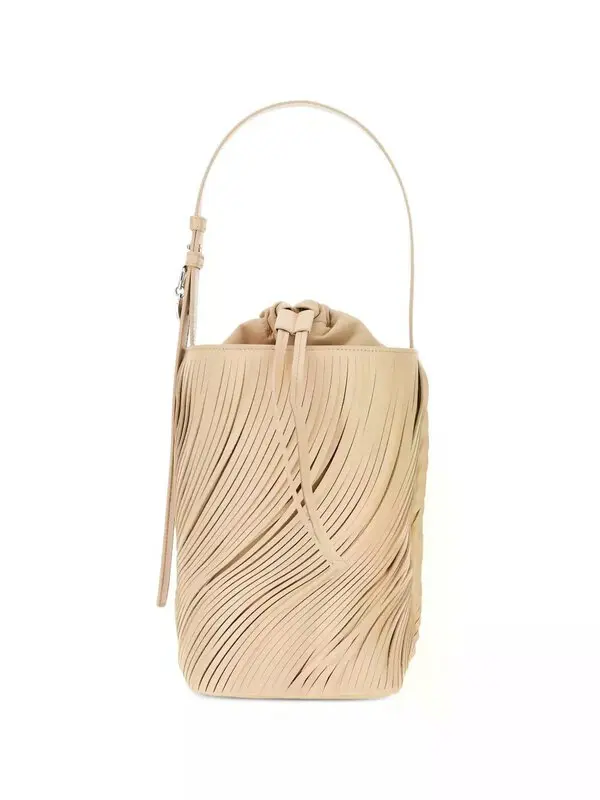 Emporio Armani Fringe-detailed Leather Bucket Bag - Neutrals