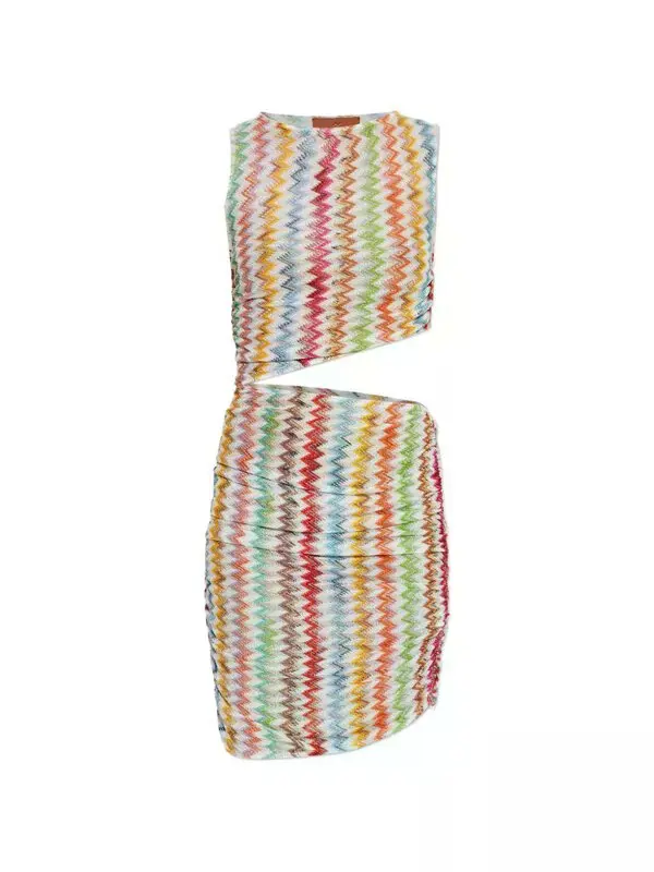 Missoni Zigzag-knit Cut-out Mini Dress - White