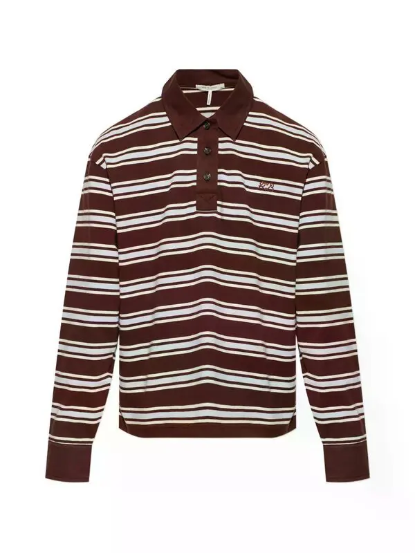 Rag & Bone Striped Long-sleeved Polo Shirt - Brown