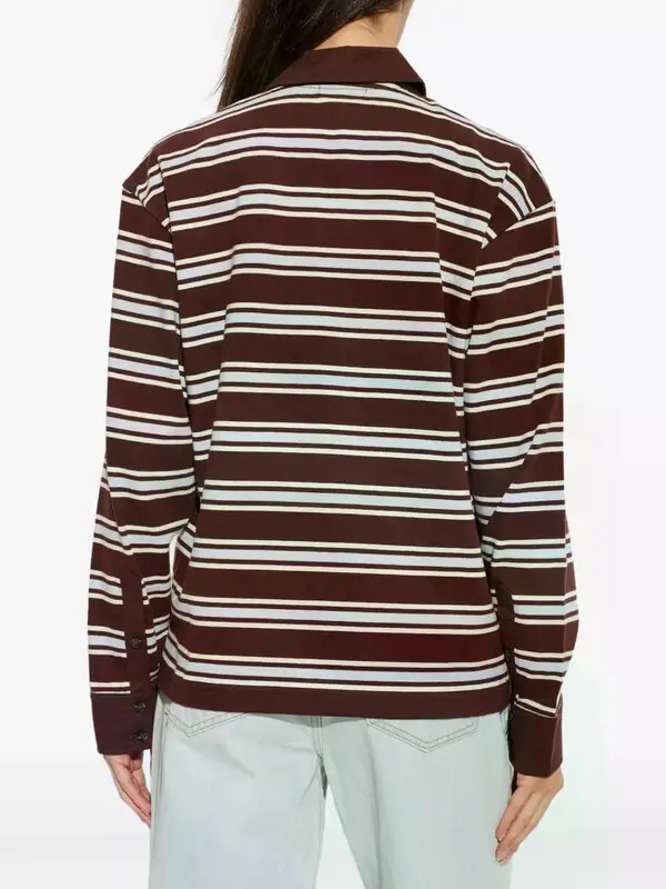 Rag & Bone Striped Long-sleeved Polo Shirt - Brown
