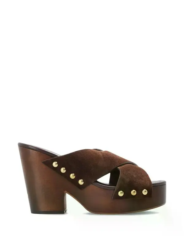 Paris Texas Studded Crossover Sandals - Brown