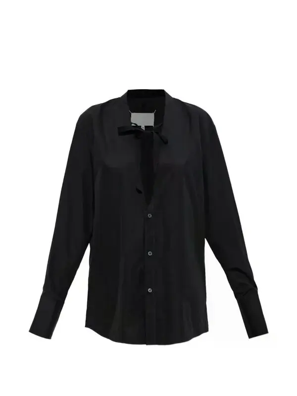 MAISON MARGIELA Frayed-edge Tie-fastening Shirt - Black