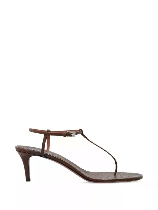 Paris Texas Crocodile-effect Leather Sandals - Brown