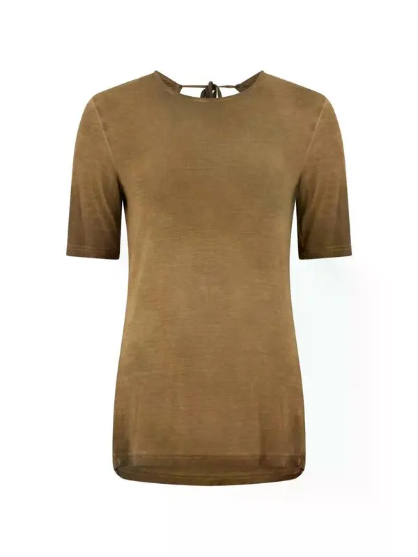 UMA WANG Cowl-back Tie-fastening T-shirt - Brown