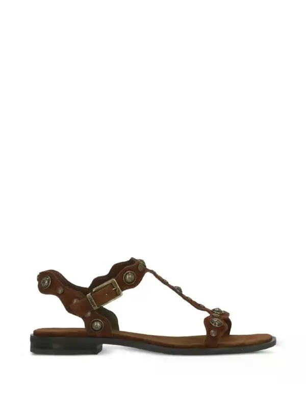 Ash Phanny Studded Flat Sandals - Brown