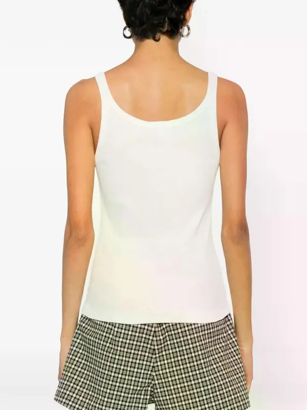 Dolce & Gabbana Logo-patch Ribbed Tank Top - Neutrals