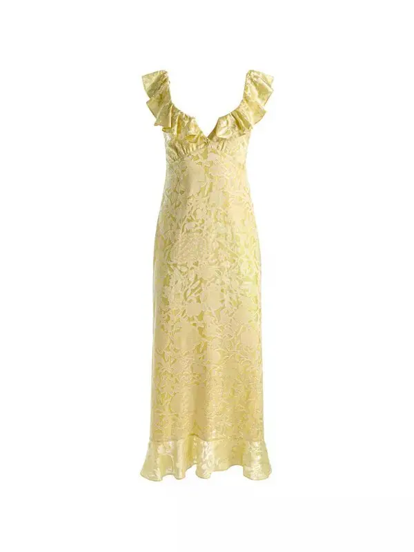 Alice + Olivia Gemma Floral-jacquard Midi Dress - Yellow