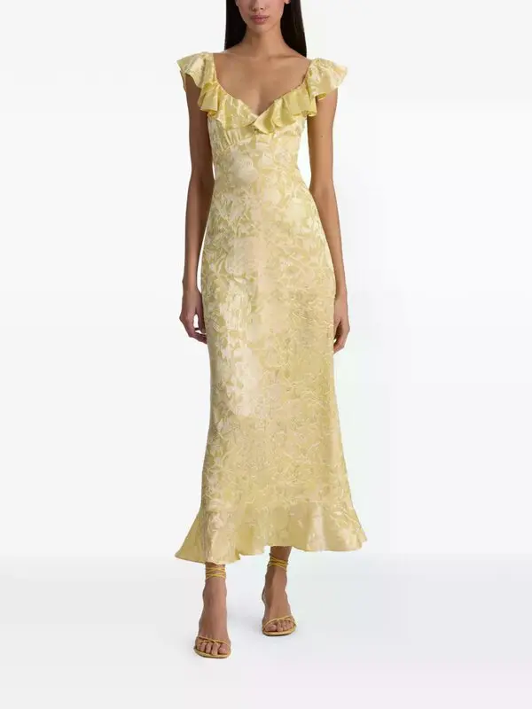 Alice + Olivia Gemma Floral-jacquard Midi Dress