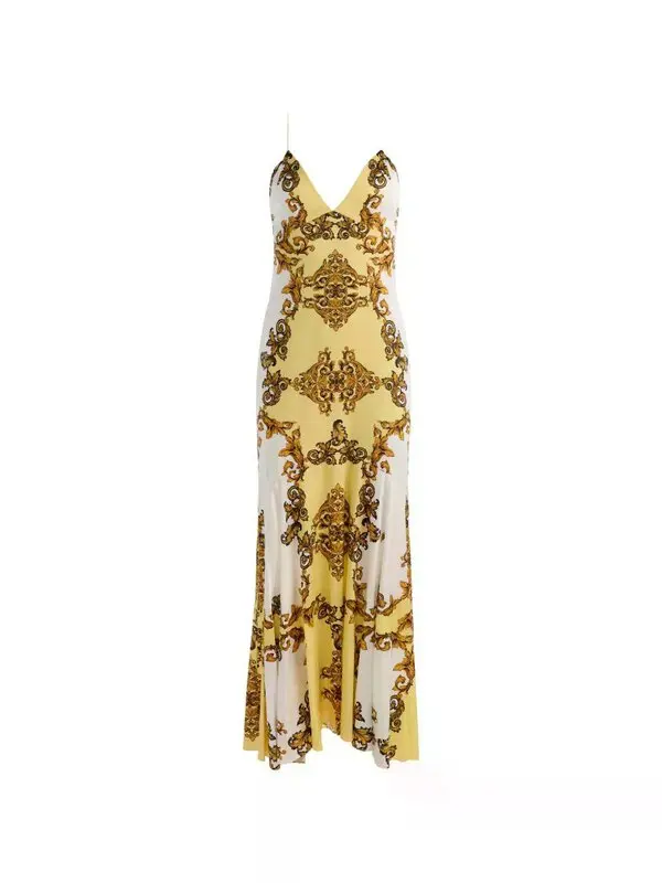 Alice + Olivia Milta Baroque-print Maxi Dress - Yellow
