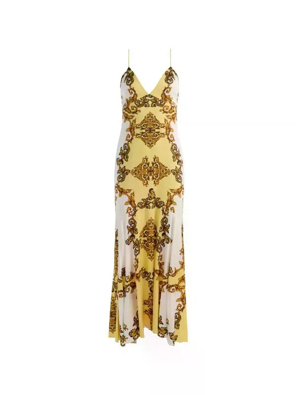 Alice + Olivia Milta Baroque-print Maxi Dress - Yellow