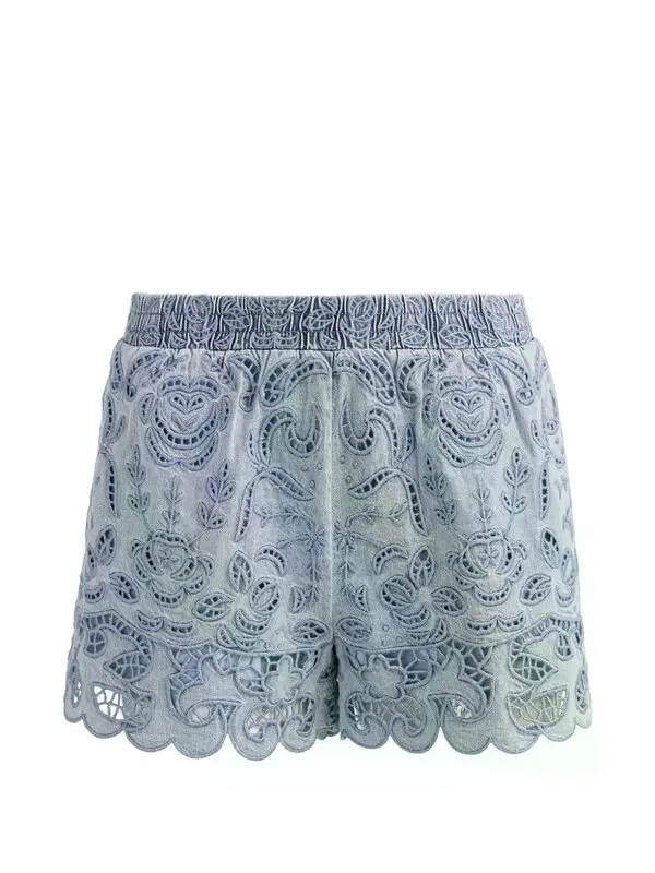Alice + Olivia Kenley Scalloped-hem Shorts - Blue