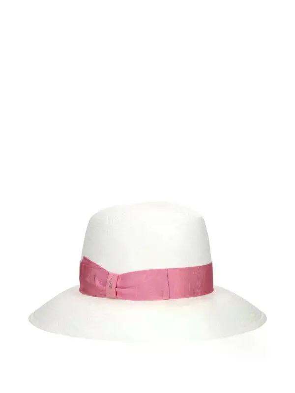 Borsalino Claudette Grosgrain-trim Straw Hat - White