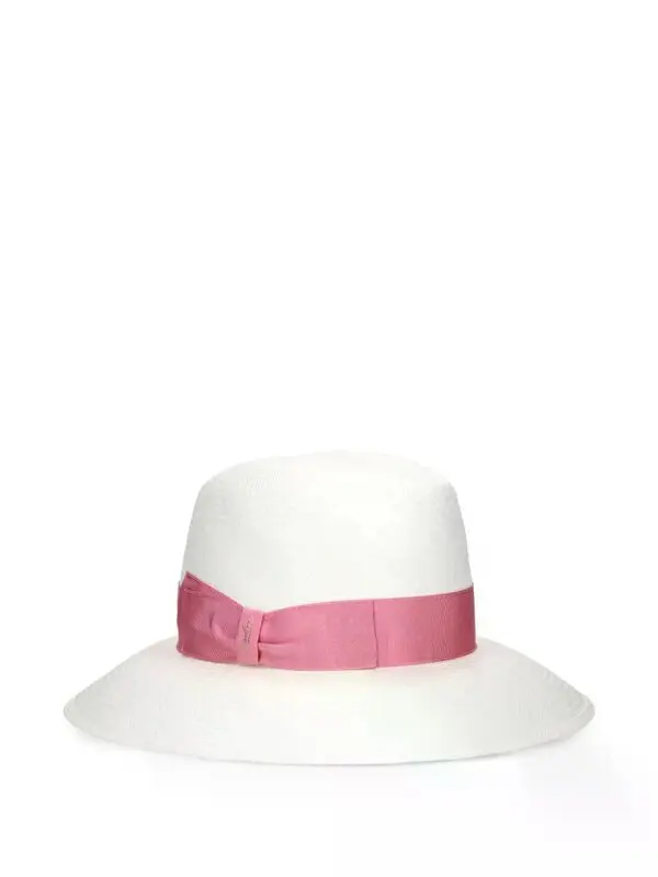 Borsalino Claudette Straw Hat With Grosgrain Trim - White