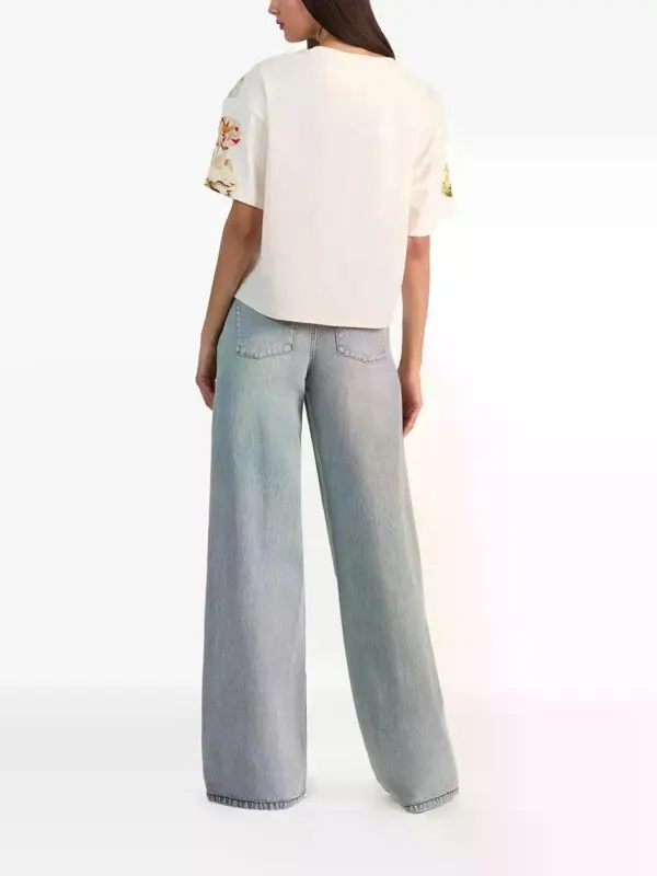 Alice + Olivia Floral-appliqué T-shirt - White