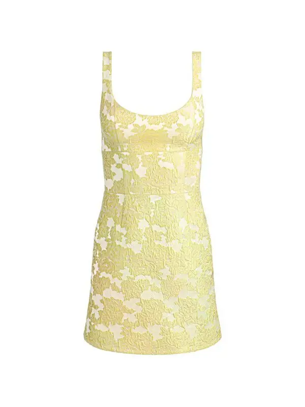 Alice + Olivia Charlotte Floral Embroidered Mini Dress - Yellow