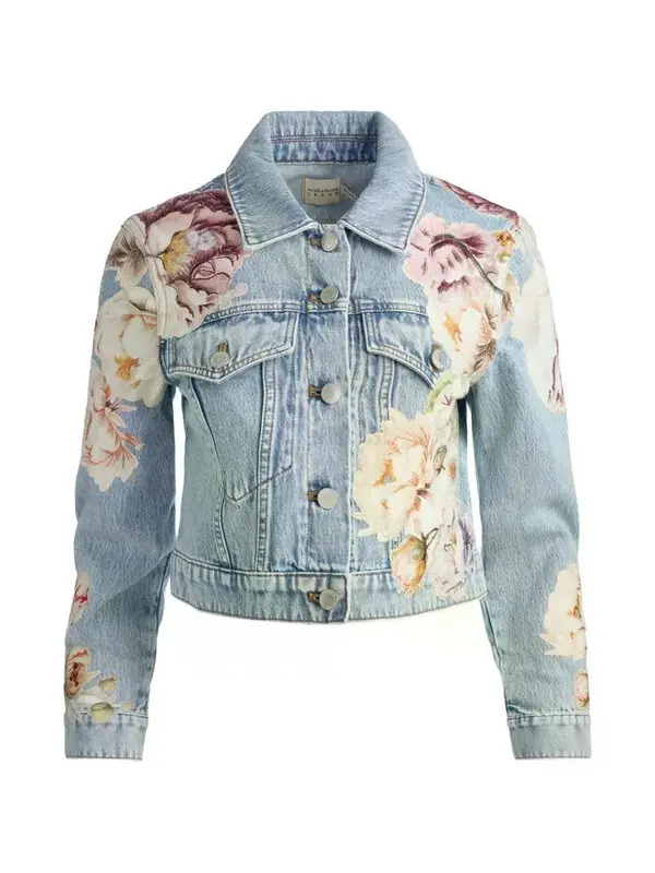 Alice + Olivia Floral-print Denim Jacket - Blue
