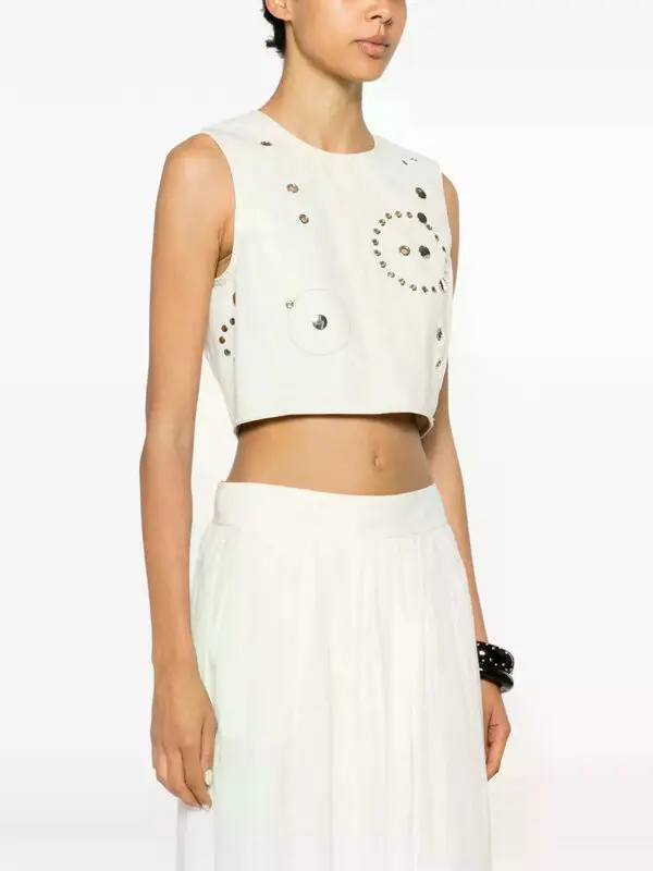 Chloé Stud-embellished Crop Top - Neutrals