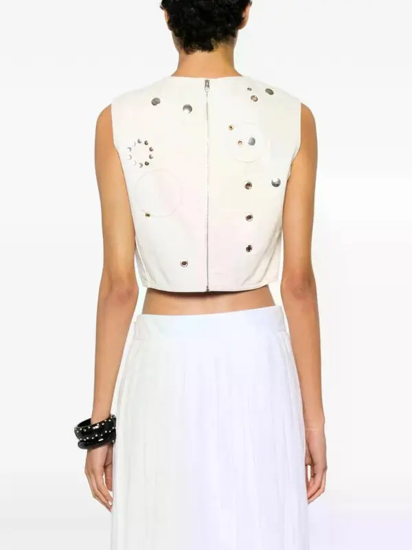Chloé Stud-embellished Crop Top - Neutrals
