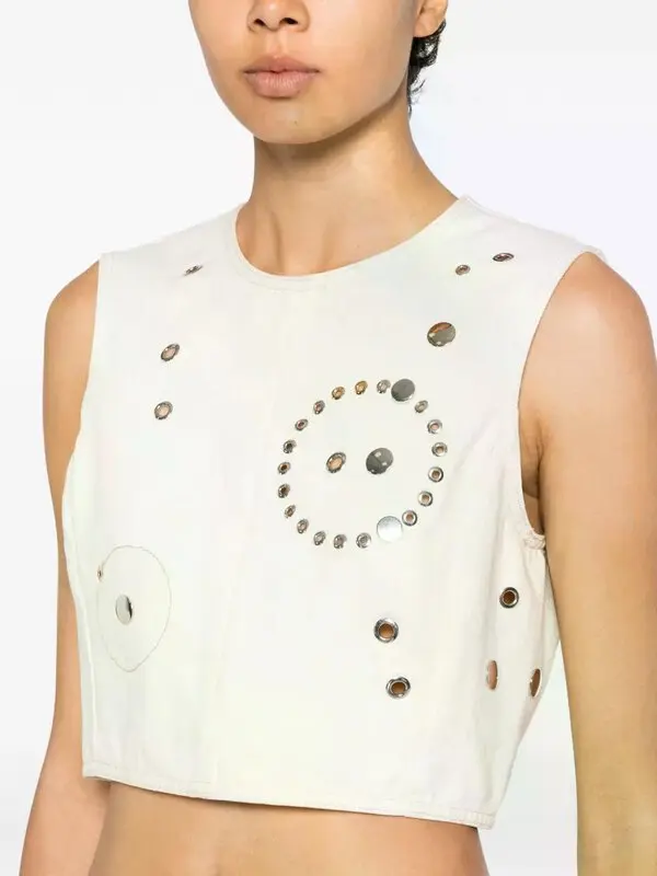 Chloé Stud-embellished Crop Top - Neutrals