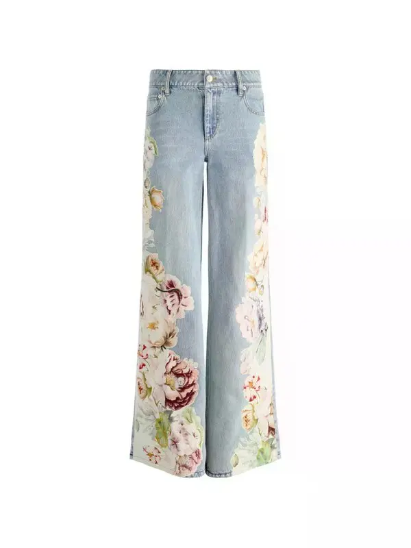Alice + Olivia Floral-print Jeans - Blue