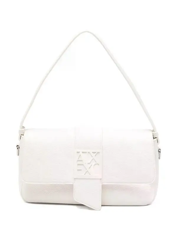 Armani Exchange Logo-plaque Pebbled Shoulder Bag - White