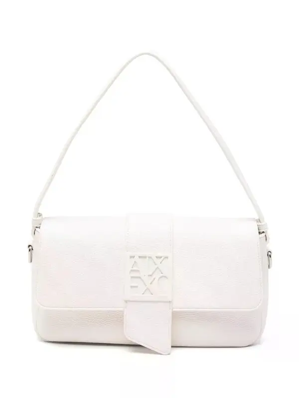 Armani Exchange Logo-plaque Pebbled Shoulder Bag - White
