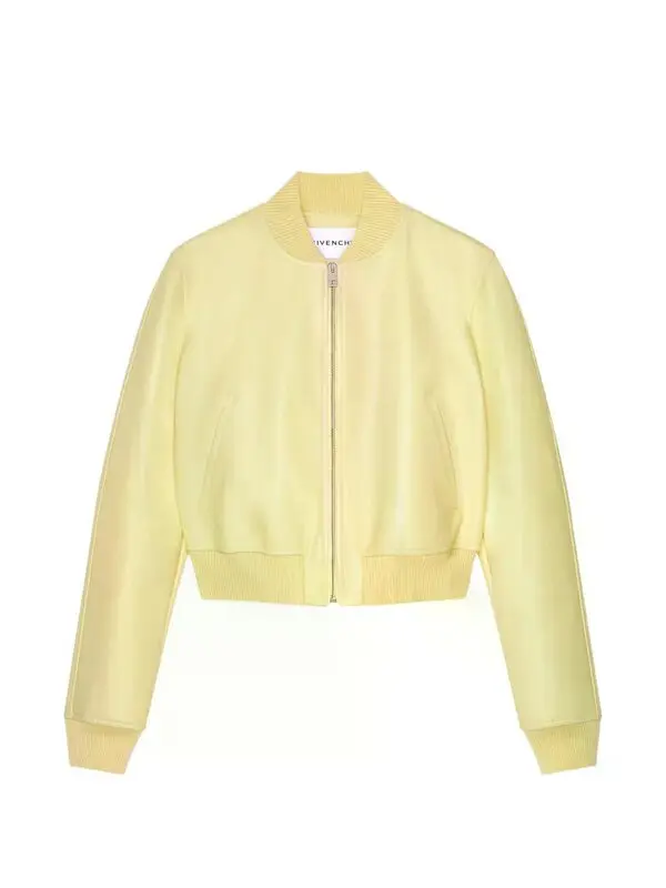 Givenchy Cropped Leather Bomber Jacket - Yellow