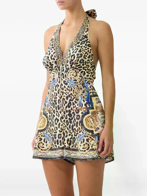 Camilla Halterneck Printed Playsuit - Neutrals