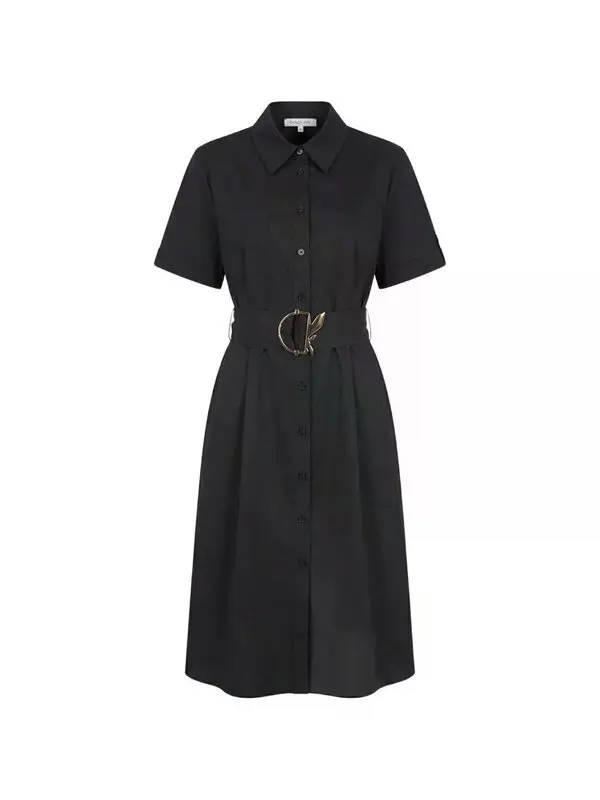 Patrizia Pepe Belted Short-sleeve Maxi Shirt Dress - Black