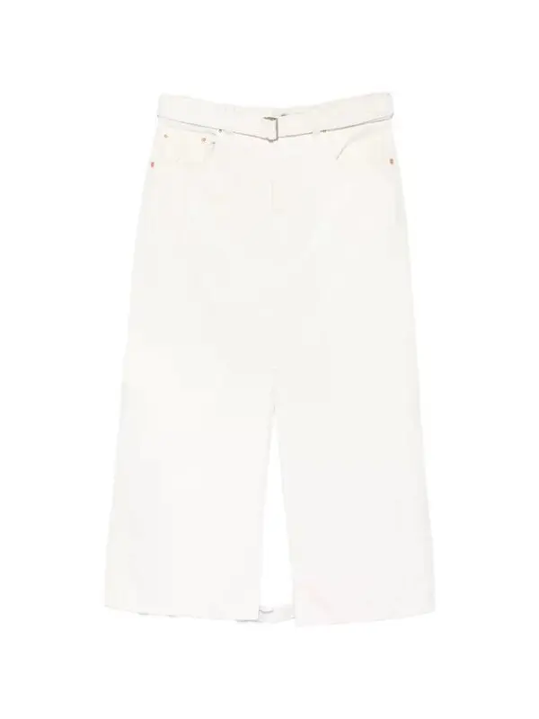 Sacai Belted Front-slit Midi Skirt - White