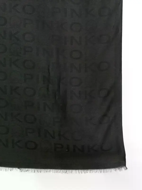 Pinko Logo Frayed Scarf - Black