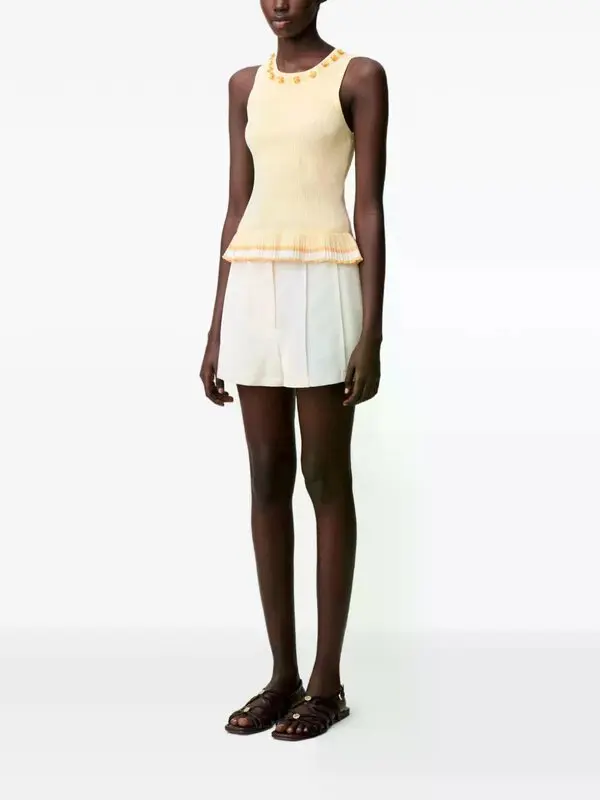 Claudie Pierlot Floral Embellished Ribbed Knit Top - Yellow