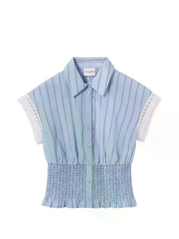 Claudie Pierlot Stripe-pattern Smocked-waist Shirt - Blue